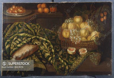 Still Life With Basket Of Fruits On A Table Nature Morte Aux Paniers De Fruits Et De Fleurs Sur