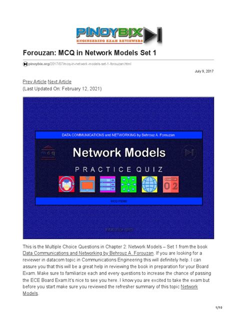 Forouzan Mcq In Network Models Set 1 Pdf Internet Protocol Suite