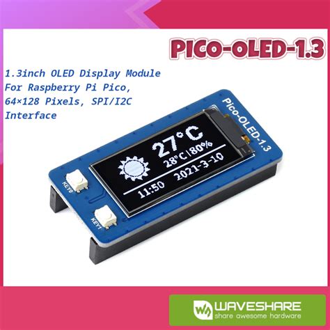 Jual Waveshare 13 Inch Oled Display Module For Raspberry Pi Pico 64×128 Spi I2c Shopee Indonesia