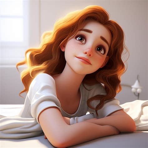 Premium Photo There Is A Cartoon Picture Of A Girl Laying On A Bed