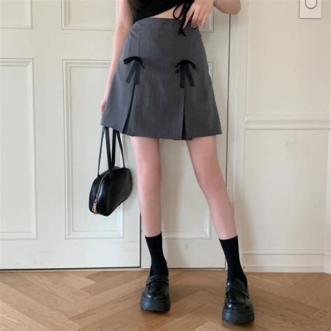 옷자락 여자 여름 러블리 데이트룩 밴딩 리본 미니스커트