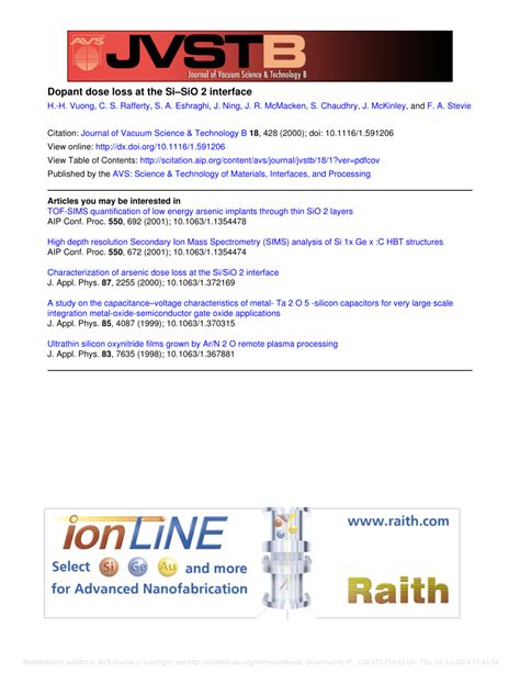 pdf dopant dose loss at the si sio2 interface