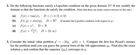 Solved Do The Following Functions Satisfy A Lipschitz
