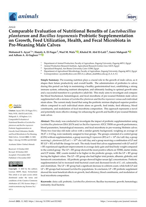 Pdf Comparable Evaluation Of Nutritional Benefits Of Lactobacillus