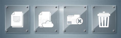 Set Trash Can Delete Folder Cloud Storage Text Document And Document