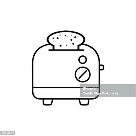 흰색 배경에 격리된 윤곽선 스타일의 토스터 아이콘입니다 가전 제품 기호 스톡 벡터 일러스트레이션입니다 강철에 대한 스톡 벡터 아트 및 기타 이미지 Istock