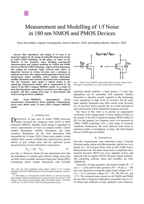 Pdf Measurement And Modelling Of 1f Noise In 180 Nm Nmos And Pmos