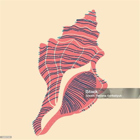 조개껍데기 다채로운 귀여운 스크린 인쇄 효과 레트로 프린트 효과 벡터 그림입니다 직물 섬유 의류 포장지 벽지 포스터를 위한