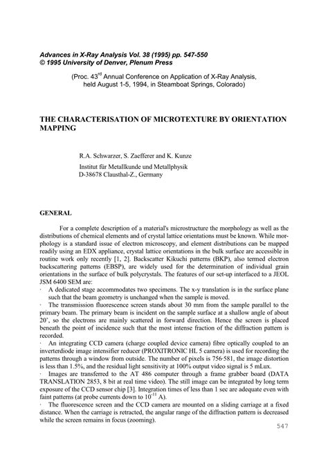 Pdf The Characterisation Of Microtexture By Orientation Mapping
