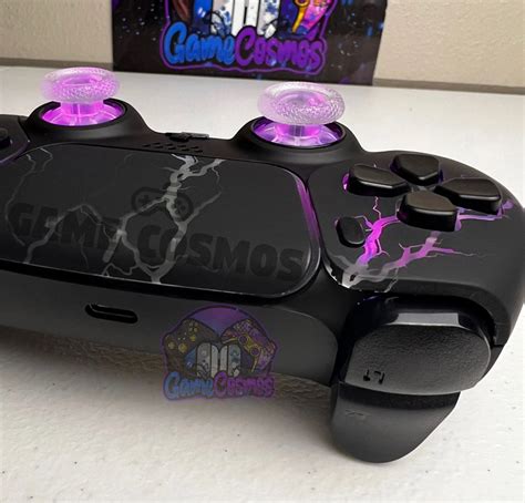 Lightning Theme Rgb Led All Black Premum Custom Wireless Controller For Ps5 Gamecosmos