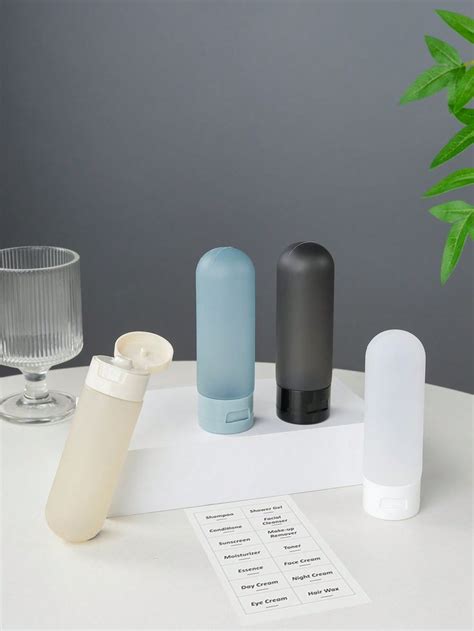 누수 방지 여행용 짜개 병 4개 세트와 여행용 화장품 정리함 이동식 Tsa 승인 여행용 사이즈 용기 샴푸 컨디셔너 로션 및 바디워시용 재충전 가능한 화장품 용기