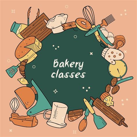 Premium Vector Baking Classes And Courses Circle Frame Background