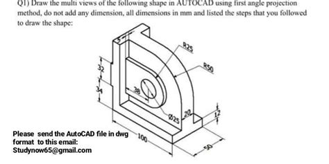 Solved Q Draw The Multi Views Of The Following Shape In Chegg