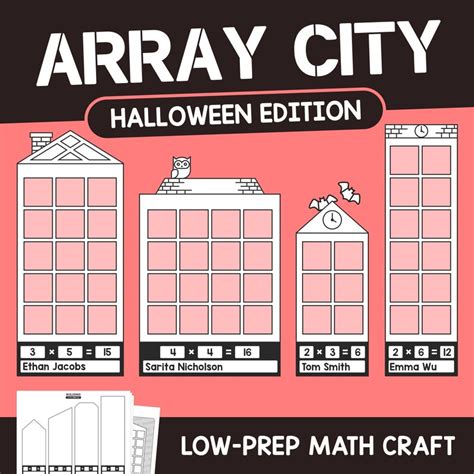 Halloween Array City Math Craft 2nd 3rd 4th Grade Multiplication Arrays Activity Halloween