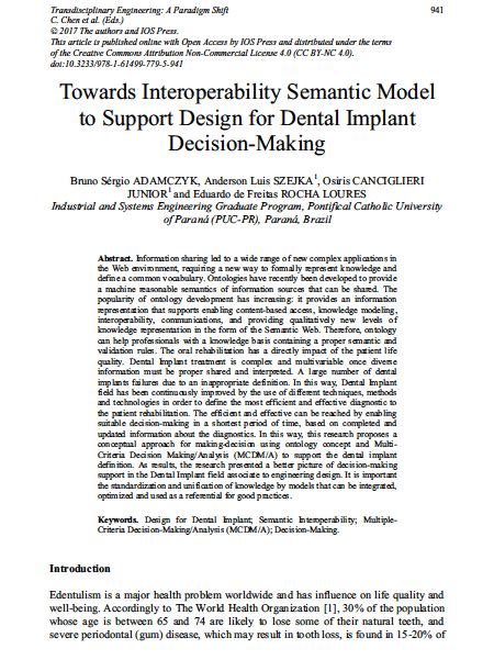 Pdf Towards Interoperability Semantic Model To Support Design For Dental Implant Decision Making