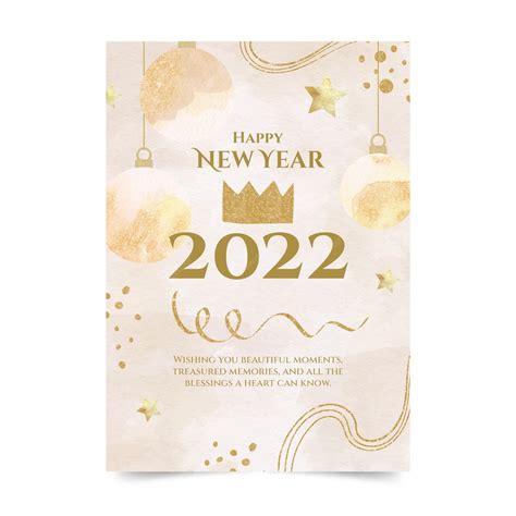 Free Vector Watercolor New Year Greeting Card Template