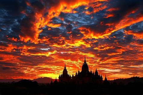 Premium Photo Majestic Temples Of Bagan Myanmar Silhouetted Agai