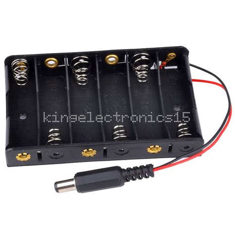 9v 6xaa 6aa Battery Holder Box Case With Dc 21 Power Jack Wire Lead