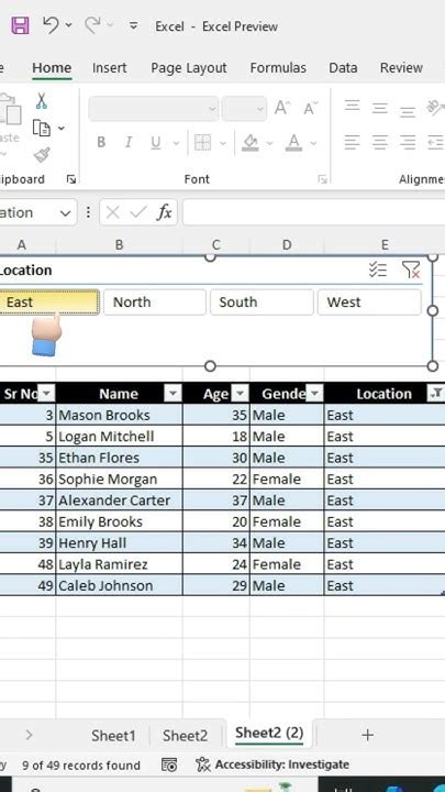 slicer function in excel shorts exceltech excelworld exceltips
