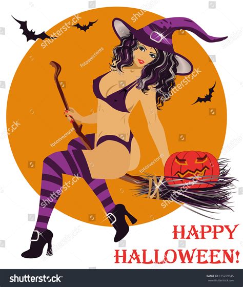 Sexy Witch Flying On Broom Vector 스톡 벡터로열티 프리 115229545 Shutterstock