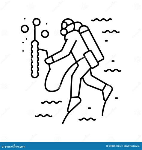 Underwater Inspection Linear Icon Cartoon Vector 214995169