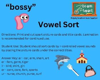 R Controlled Vowel Sort By Susan Henry TPT
