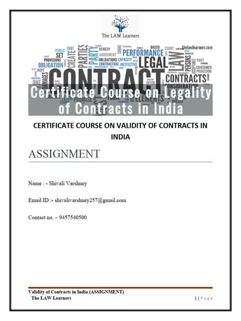 1 Assignment Contracts Pdf Misrepresentation Void Law