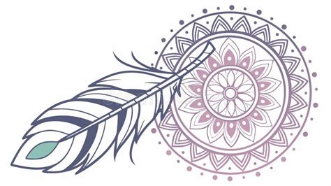 Decorative Feather With Intricate Mandala Pattern Vector Art Vector