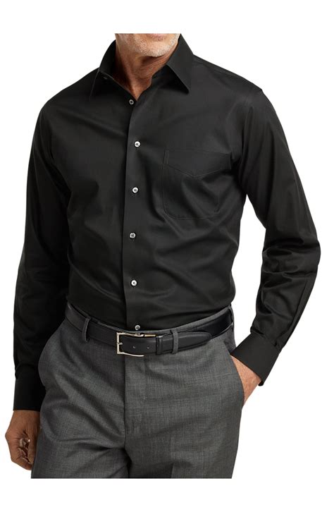 Paul Fredrick Tailored Fit Non Iron Cotton Pinpoint Solid Point Collar