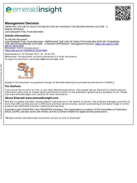 improving the use of data analytics and big data pdf decision