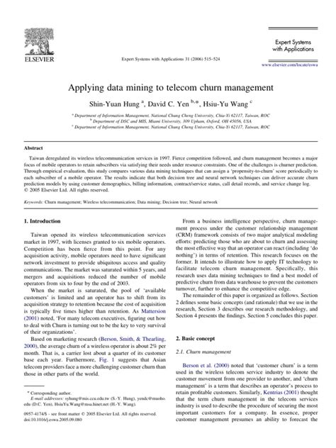 Applying Data Mining To Telecom Churn Ma Pdf Data Mining Statistics