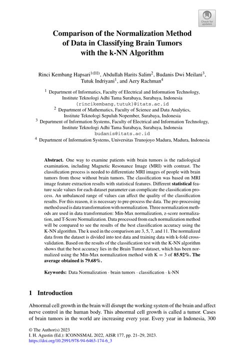 Pdf Comparison Of The Normalization Method Of Data In Classifying