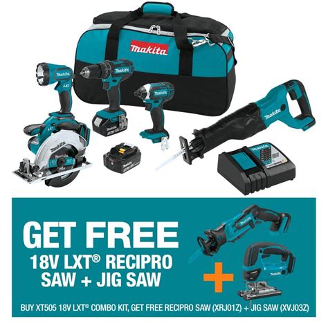 Makita V Lxt Lithium Ion Cordless Combo Kit Tool And V Lxt Variable Speed Jigsaw With