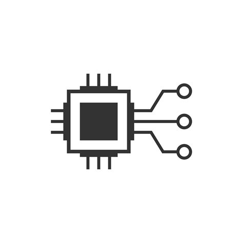 Computer Chip Icon In Flat Style Circuit Board Vector Illustration On White Isolated Background
