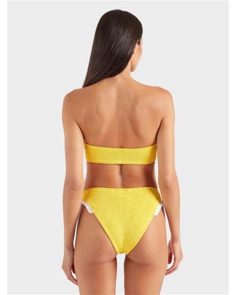 Hunza G Tracey Frill Bikini In Yellow Lyst