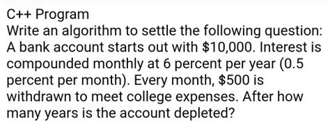 Solved C Program Write An Algorithm To Settle The