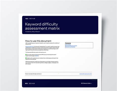 Keyword Difficulty Assessment Matrix Wix Studio Seo Hub