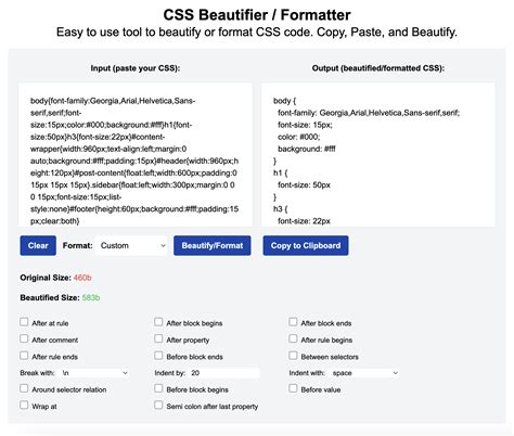 Routenote Convert Beautify Or Format Your Css Code Instantly Online Routenote Blog