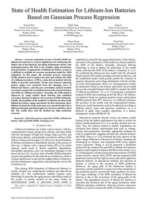 Pdf State Of Health Estimation For Lithium Ion Batteries Based On