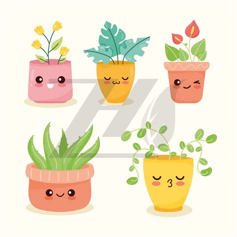 دانلود وکتور پنج گلدان گل دانلود رایگان فایل لایه باز، Psd، وکتور