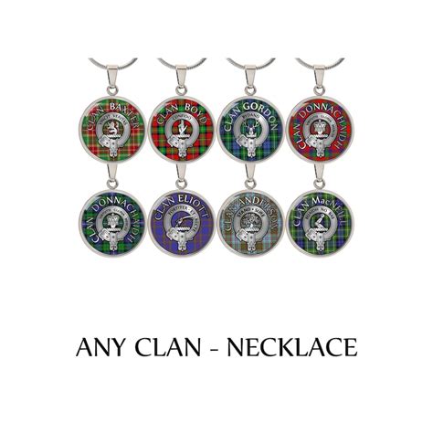 Crest And Tartan Necklace Any Clan Scottish Clan Crest Gold