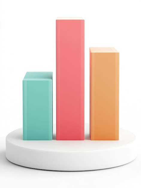 A Colorful 3d Bar Chart With Three Bars Of Different Heights