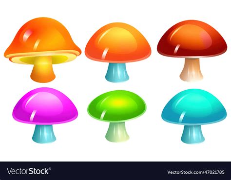 Ui Set Of Colorful Mushrooms Royalty Free Vector Image
