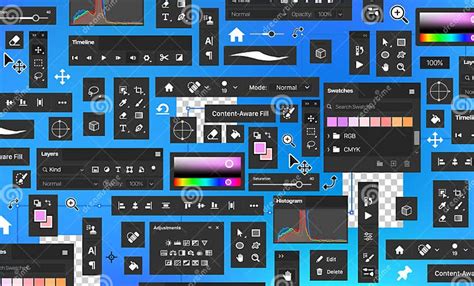 background of photo processing tools tool blocks raster graphic editor stock vector