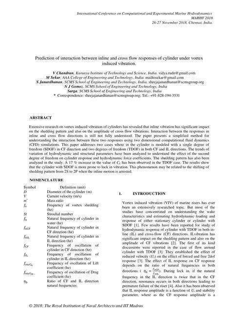 PDF Prediction Of Interaction Between Inline And Cross Flow Responses Of Cylinder Under Vortex