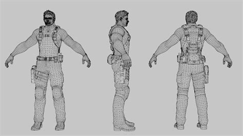 Obj File Chris Redfield Lowpoly Rigged ☣️・model To Download And 3d