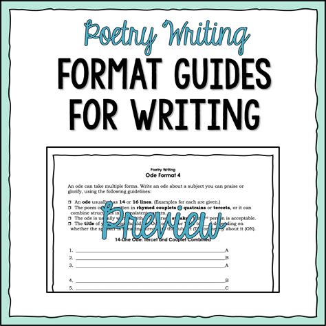 Ode Poetry Writing Poem Writing Form To Guide Process Classful