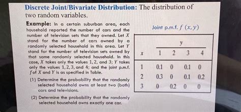 Solved Discrete Jointbivariate Distribution The