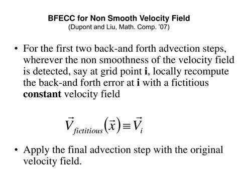 ppt a limiting strategy for the bfecc method for solving advection