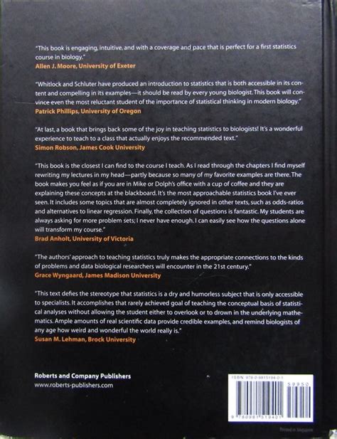 Analysis Of Biological Data 9780981519401 Michael Whitlock Boeken